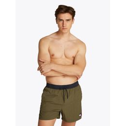 Badeshorts "MEDIUM DRAWSTRING", Herren, Gr. S (48), N-Gr, gr&uuml;n (army gr&uuml;n), Polyamid, Tommy Hilfiger Swimwear, unifarben, Badehosen Badeshorts, mit Logo-Patch, mit kontrastfarbenem Bund