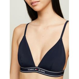 Triangel-Bikini-Top "TRIANGLE RP", Damen, Gr. XL (42/44), N-Gr, blau (schwarz night navy), Polyamid, Tommy Hilfiger Swimwear, unifarben, Bikini-Oberteile Triangel-Bikini-Top, mit Logoschriftzug