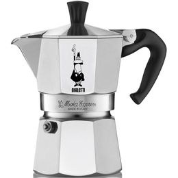 Espressokocher Bialetti "Moka Express", grau (aluminiumfarben, schwarz), 0,09 l, 2, Kaffeemaschinen, Espressokocher, Aluminium