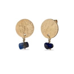 Paar Ohrstecker Elli "Ohrringe Ohrstecker Pl&auml;ttchen Lapis Lazuli Blau 925 Sterling Silber Vergoldet" Gr. 20, gold, Ohrringe, Damen, Silber 925 (Sterlingsilber), Paar Ohrstecker