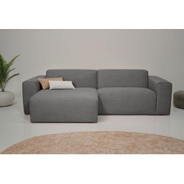 Ecksofa OTTO HOME "Koa, 228 cm, L-Form, Modulsofa in Cord, Chenille, Struktur, Webstoff", grau (dunkelgrau), B:228cm H:88cm T:159cm, 100% Polyester, Sofas, Ecksofa, Designsofa, weicher Lounge-Sitzkomfort, Welleunterfederung, bodentief