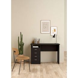 Schreibtisch Inosign "Funktion Plus, Arbeitstisch, B&uuml;rotisch", schwarz (esche schwarz), B:110cm H:76cm T:48,5cm, Tische, Schreibtisch, Computertisch mit 4 Schubladen und 1 offenen Fach, Breite 110 cm