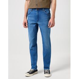 5-Pocket-Jeans Wrangler "River FREE TO STRETCH", Herren, Gr. 32, L&auml;nge 34, blau (rustic), Denim/Jeans, Obermaterial: 94% Baumwolle, 5% Elastomultiester, 1% Elasthan, regular fit, Jeans 5-Pocket-Jeans, Regular fit