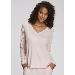 Pyjamaoberteil s.Oliver, Damen, Gr. 40/42, rosa, meliert, Rippware, Obermaterial: 92% Viskose, 8% Elasthan, meliert, l&auml;ssig geschnitten lang, V-Ausschnitt, Shirts Pyjamaoberteil, aus weicher Rippqualit&auml;t