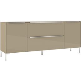 Lowboard "Reno", taupe matt lack, glas taupe glanz, B:182cm H:77cm T:42cm, Glas, Holzwerkstoff, SET ONE BY Musterring, Sideboards, Lowboard, Mit Winkelfu&szlig; in diversen Farben, 77 cm H&ouml;he & Farbauswahl
