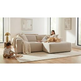 Ecksofa OTTO HOME "Koa, 228 cm, L-Form, Modulsofa in Cord, Chenille, Struktur, Webstoff", beige (sand), B:228cm H:88cm T:159cm, 100% Polyester, Sofas, Ecksofa, Designsofa, weicher Lounge-Sitzkomfort, Welleunterfederung, bodentief