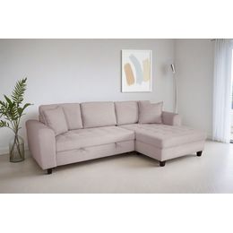 Ecksofa TRENDS BY HG, B:265cm H:86cm T:150cmb803 zoom 19 dove, 92% Polyester;8% Nylon, Wohnzimmer, Sofas, "Moritz L-Form, B: 265 cm", mit