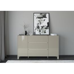 Sideboard "Reno", taupe matt lack, glas taupe glanz, B:182cm H:106cm T:42cm, Glas, Holzwerkstoff, SET ONE BY Musterring, Sideboards, Sideboard, Mit Vierkantfu&szlig; in diversen Farben, 106 cm H&ouml;he & Farbauswahl
