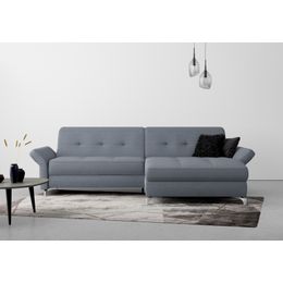 Ecksofa Home Affaire "Maredo L-Form", blau (graublau), B:284cm H:89cm T:179cm, 100% Polyester, Sofas, Ecksofa, Federkern, wahlweise auch mit Kopfteil- und Armlehnverstellung