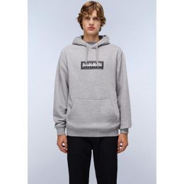Kapuzensweatshirt Napapijri "SUZE", Herren, Gr. M, grau (medium grau melange), Obermaterial: 90% Baumwolle, 10% Polyester, Rundhals, B&uuml;ndchen, Sweatshirts Kapuzensweatshirt, mit Logoprint