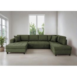Wohnlandschaft TRENDS BY HG, B:324cm H:86cm T:178cmd508 enjoy new 47 wintermoss, 92% Polyester;8% Nylon, Sofas, "Moritz U-Form, B: 324 cm", mit