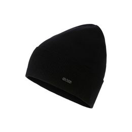 Beanie BOSS "Lari_hat", Damen, schwarz (schwarz 001), Strick, Materialmix, unifarben, M&uuml;tzen Beanie, mit Aufschlag in Rippoptik