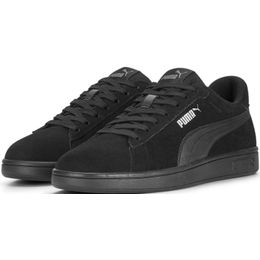 Sneaker Puma "SMASH 3.0", Herren, Gr. 47, schwarz (Puma schwarz, Puma schwarz, Puma silber), Leder, unifarben, Schuhe Sneaker, klassische Tennissport-Silhouette, gepufferter Schuhkragen