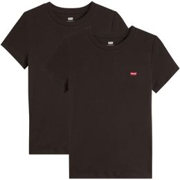 Levi's T-Shirt LEVI'S "VNECK TEE 2 PACK", Damen, Gr. S (36), 2 pack tee caviar,, Jersey, Obermaterial: 100% Baumwolle, Basic h&uuml;ftlang, V-Ausschnitt, Shirts T-Shirt