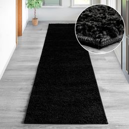 Hochflor-Teppich OTTO HOME "Viva Shaggy, in Standard- und Premium-Qualit&auml;t, 30 mm oder 45 mm H&ouml;he" Gr. 13, schwarz, B:90cm H:45mm L:250cm, Kunstfaser, Teppiche, Uni Farben, einfarbig, besonders weich und kuschelig, Kundenliebling