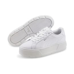 Sneaker Puma "KARMEN L", Damen, Gr. 40,5, Puma wei&szlig;, Puma wei&szlig;, Puma silber, Synthetik, Schuhe Sneaker, mit Schn&uuml;rverschluss, mit SOFTFOAM+ D&auml;mpfungstechnologie, aus Leder