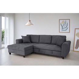 Ecksofa TRENDS BY HG, B:265cm H:86cm T:150cmd505 enjoy new 24 grafite, 92% Polyester;8% Nylon, Wohnzimmer, Sofas, "Moritz L-Form, B: 265 cm", mit