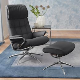 Relaxsessel stressless "London", schwarz (schwarz paloma), B:80cm H:116cm T:71cm, Leder BATICK: durchgef&auml;rbtes und genarbtes M&ouml;belleder;Leder PALOMA: PALOMA ist ein durchgef&auml;rbtes Semianilin-M&ouml;belleder mit nat&uuml;rlicher Narbung.;ROHLEDER Stoff Q2 FARON (100% Polyester im Flor, Grundgewebe: 50% Polyester, 50% Polyacryl), Sessel, Relaxsessel, mit Hocker, High Back, mit Star Base, Gestell Chrom