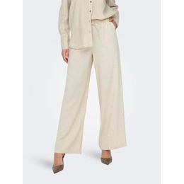 Jacqueline de Yong Schlupfhose JDY "JDYSAY LINEN HW WIDE PANT WVN NOOS", Damen, Gr. XL (42), L&auml;nge 32, beige (oatmeal detail:melange), Web, Obermaterial: 55% Leinen, 45% Viskose, unifarben, loose fit lang, Hosen Schlupfhose, Sommerhose mit Leinen