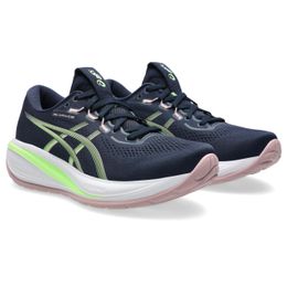 Laufschuh asics "GEL-CUMULUS 28", Damen, Gr. 40,5, midnight, illuminate gr&uuml;n, Synthetik, Schuhe Laufschuh, sportlicher Stil, leicht profiliertes Laufsohlenprofil, Schn&uuml;rung