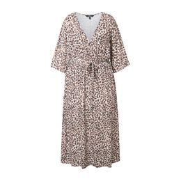 Ulla Popken Kleid Damen Gr&ouml;&szlig;e 46/48 dunkelbeige / dunkelbraun / wei&szlig; Winterkleid