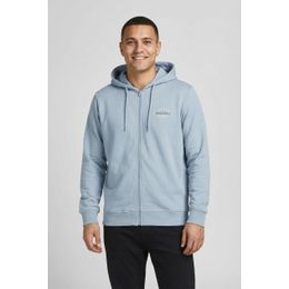 Jack & Jones Kapuzensweatshirt JACK & JONES "JJBRANDON SWEAT HOOD", Herren, Gr. L, celestial blau, angeraute Sweatware, Obermaterial: 65% Polyester, 35% Baumwolle, unifarben, regular fit, Rippb&uuml;ndchen, Sweatshirts Kapuzensweatshirt
