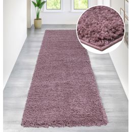 Hochflor-Teppich OTTO HOME "Viva Shaggy, in Standard- und Premium-Qualit&auml;t, 30 mm oder 45 mm H&ouml;he" Gr. 18, lila (mahagoni), B:80cm H:45mm L:300cm, Kunstfaser, Teppiche, Hochflor-Teppich, Uni Farben, einfarbig, besonders weich und kuschelig, Kundenliebling