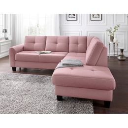 Sit & More Ecksofa SIT & MORE "Varese L-Form", rosa (altrosa), B:240cm H:91cm T:214cm, Luxus-Microfaser (100% Polyester)IStruktur fein (100% Polyester)IFlachgewebe (95% Polyester, 5% Polyamid), Sofas, Ecksofa, mit Federkern, wahlweise mit Bettfunktion und Stauraum