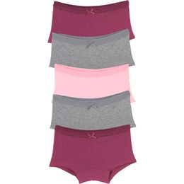 Panty bonprix, M&auml;dchen, Gr. 116/122, 5 Stk., hellgrau meliert, rosa, bordeaux, Jersey, Obermaterial: 95% Baumwolle, 5% Elasthan, unifarben, figurbetont, Unterhosen Panty