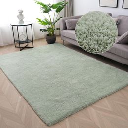 Hochflor-Teppich OTTO HOME "Microfaser Teppich Magong, besonders weich, sehr feiner Flor" Gr. 7, gr&uuml;n (mint), B:240cm H:25mm L:320cm, Kunstfaser, Teppiche, uni, Wohnzimmer, Schlafzimmer, Kinderzimmer, auch rund und als L&auml;ufer