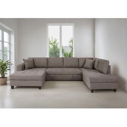 Wohnlandschaft TRENDS BY HG, B:324cm H:86cm T:178cmd517 enjoy new 46 pewter, 92% Polyester;8% Nylon, Sofas, "Moritz U-Form, B: 324 cm", mit