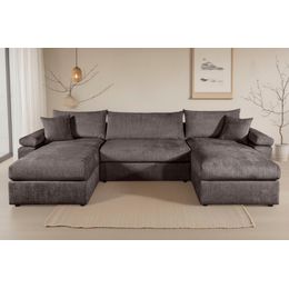 Wohnlandschaft OTTO HOME, B:309cm H:46cm T:162cmanthrazit, 100%Polyester, Sofas, "Cosy U-From Breite 309 cm, Sitzaufbau im Sandwich-Federkern",