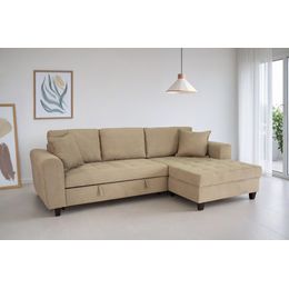 Ecksofa TRENDS BY HG, B:265cm H:86cm T:150cmd516 enjoy new 36 antelop, 92% Polyester;8% Nylon, Wohnzimmer, Sofas, "Moritz L-Form, B: 265 cm", mit