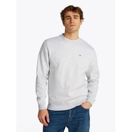 Sweatshirt Tommy Jeans "TJM REGULAR FLAG CREW NECK", Herren, Gr. M, grau (silber grau heather), Sweatware, Obermaterial: 80% Baumwolle, 20% Polyester, unifarben, regular fit normal, Rundhals, eingesetzt Rippb&uuml;ndchen, Sweatshirts Sweatshirt, Mit besticktem Markenlogo auf Brusth&ouml;he