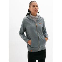 Kapuzensweatjacke bonprix, Damen, Gr. 44/46 (L), eukalyptusgr&uuml;n, Sweatware, Obermaterial: 100% Baumwolle, unifarben, l&auml;ssig geschnitten h&uuml;ftbedeckend, Rundhals, angesetztes B&uuml;ndchen, Sweatjacken Kapuzensweatjacke, mit Kapuze, mit K&auml;ngurutaschen, aus Baumwolle, mit Rei&szlig;verschluss