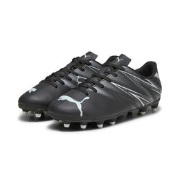 Fu&szlig;ballschuh Puma "ATTACANTO FG/AG JR", M&auml;dchen, Gr. 37,5, schwarz (Puma schwarz, silber mist), Synthetik, Schuhe Fu&szlig;ballschuh, mit dynamischem Grafikprint, mit Schn&uuml;rung, aus Synthetik