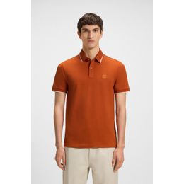 Poloshirt BOSS Orange "Passertip", Herren, Gr. M, orange (open orange842), Piqu&eacute;, Obermaterial: 95% Baumwolle, 5% Elasthan, unifarben, slim fit h&uuml;ftbedeckend, V-Ausschnitt, eingesetzt B&uuml;ndchen, Shirts Poloshirt, mit BOSS Logo-Badge