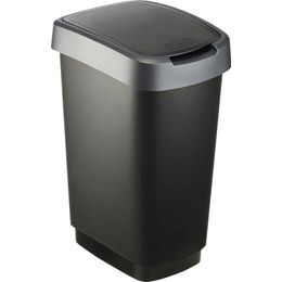 Rotho Twist Swingeimer aus recyceltem Kunststoff 25 Liter dark silber - Abfallbeh&auml;lter