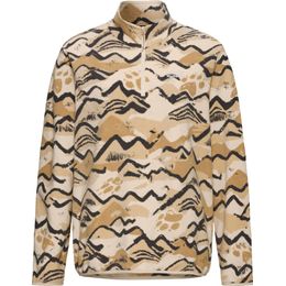 Jack Wolfskin Paw Era 100 Print Damen Fleecepullover hellbraun M - Damenshirts, -blusen & -pullover