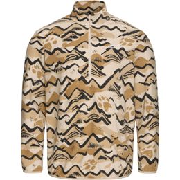Jack Wolfskin Paw Era 100 Print Herren Fleecepullover hellbraun M - Herrenshirts, -hemden & -pullover