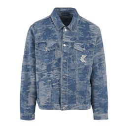 Karl Kani Herren Jeansjacke "Karl Kani OG K Distress Camo OS Denim Jacket"medium blau, Gr. XS, unifarben, 60% Baumwolle, 28% Polyester, 12% Viskose,
