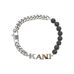 Karl Kani Damen Armband "Karl Kani KK Retro Kani Lavapearl Bracelet", onesizesilber, schwarz, Armb&auml;nder