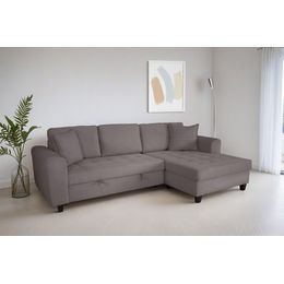 Ecksofa TRENDS BY HG, B:265cm H:86cm T:150cmb801 zoom 21 ash, 92% Polyester;8% Nylon, Wohnzimmer, Sofas, "Moritz L-Form, B: 265 cm", mit