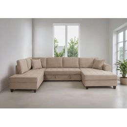 Wohnlandschaft TRENDS BY HG, B:324cm H:86cm T:178cmb802 zoom 3 minq, 92% Polyester;8% Nylon, Sofas, "Moritz U-Form, B: 324 cm", mit Bettfunktion,