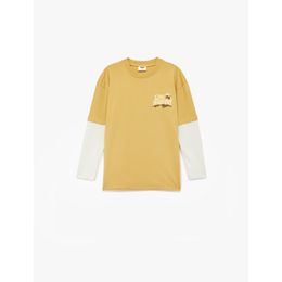KOTON Shirt Jungen Gr&ouml;&szlig;e 116/122 senf / offwhite