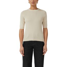 Rundhalspullover s.Oliver BLACK LABEL, Damen, Gr. 42, grau beige, Strick, Obermaterial: 50% Baumwolle, 50% Modal, unifarben, regular fit normal, Rundhals, Rippb&uuml;ndchen, Pullover Rundhalspullover, mit Rippb&uuml;ndchen