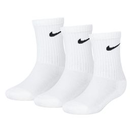 Socken Nike Sportswear "NHN NIKE BASIC PACK CREW 3PK", M&auml;dchen, Gr. 23/26,5 (5), wei&szlig;, Obermaterial: 97% Polyester, 3% Baumwolle, Socken Socken, f&uuml;r Kinder, sportlicher Stil, dreiteiliges Set