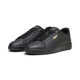 Sneaker Puma "SMASH 3.0 L", Damen, Gr. 44,5, schwarz (Puma schwarz, Puma gold, Puma schwarz), unifarben, Schuhe Sneaker, mit sportlicher Optik, mit leicht profilierter Gummilaufsohle