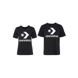 T-Shirt Converse "Unisex GO-TO STAR CHEVRON LOGO STANDARD-FIT", Damen, Gr. XXS, schwarz (Converse schwarz), Single Jersey, Obermaterial: 100% Baumwolle, unifarben, Rundhals, normaler Saum, Shirts T-Shirt, Unisex
