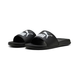 Badesandale Puma "POPCAT 20 BX", Herren, Gr. 40,5, schwarz (Puma schwarz, Puma schwarz, Puma wei&szlig;), Synthetik, unifarben, Schuhe, f&uuml;r Strand, Pool und Freizeit, mit weichem Textil-Innenmaterial
